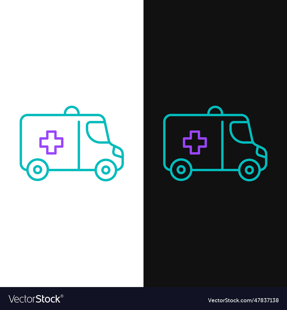 Line ambulance and emergency car icon isolated on Vector Image