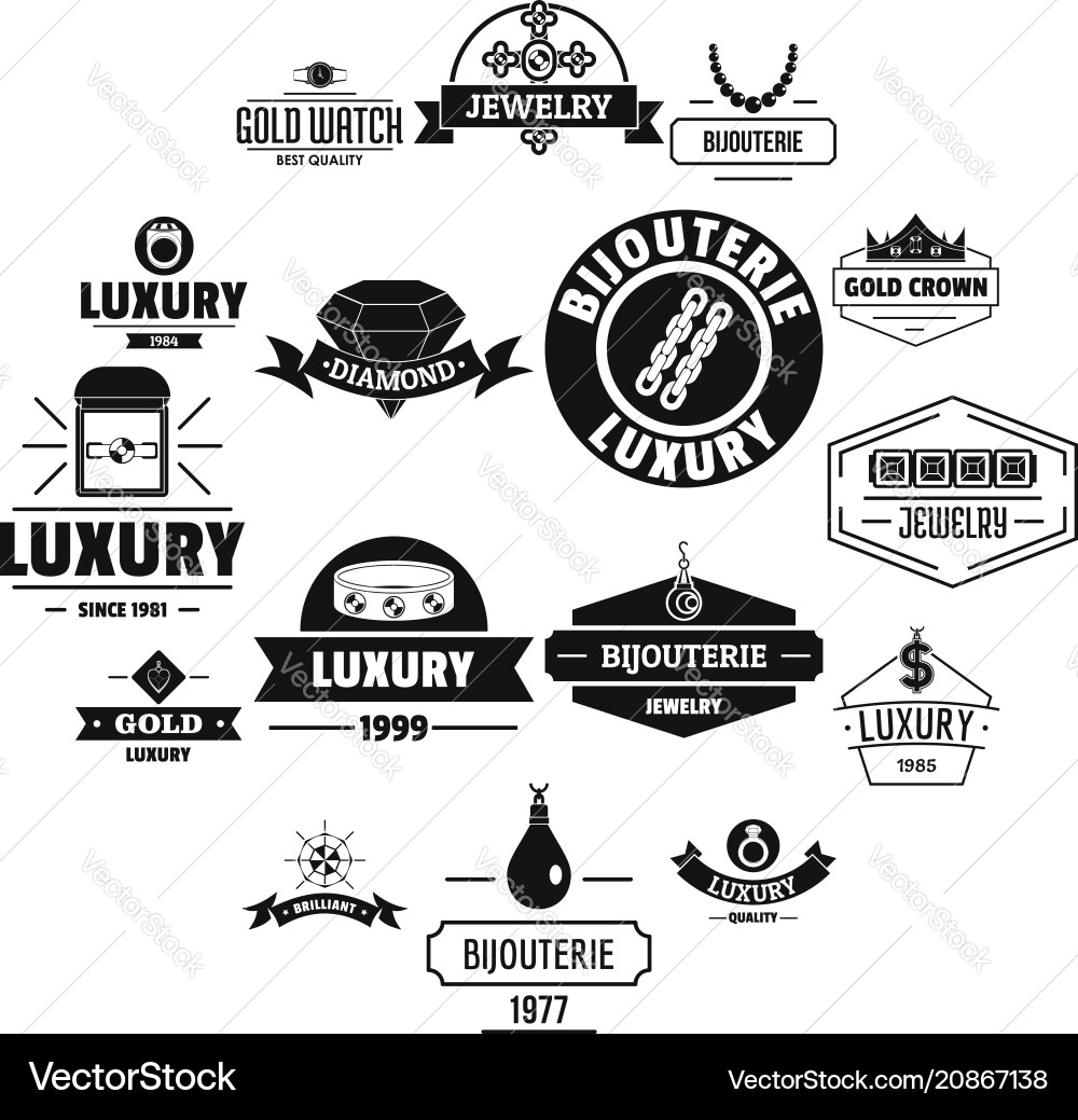 Luxury logo icons set simple style Royalty Free Vector Image