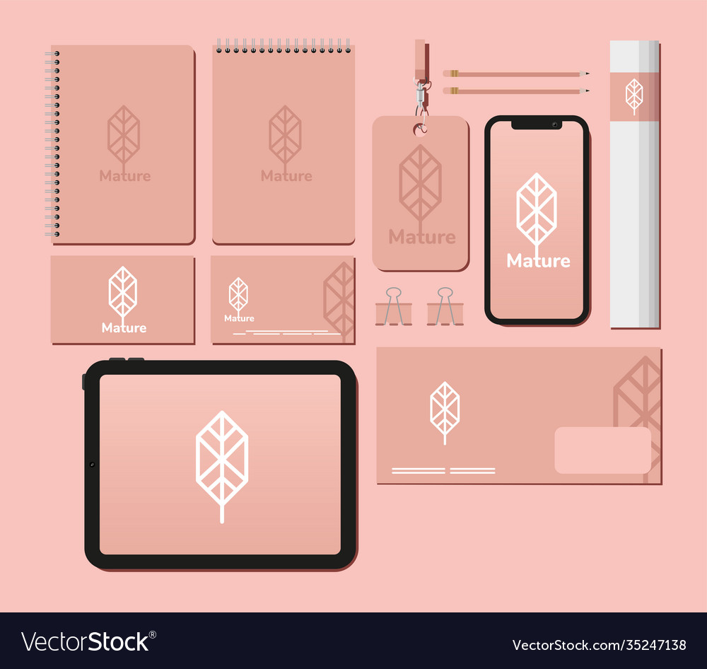 Notebooks and bundle mockup set elements Vector Image