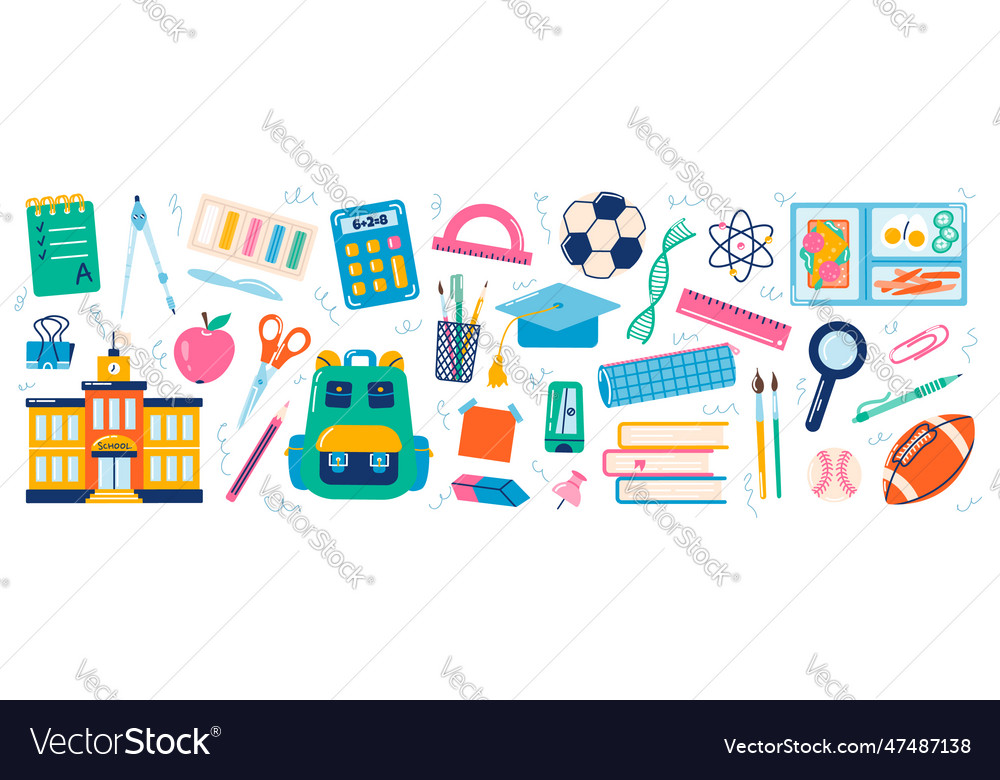 School concept elements set flat Royalty Free Vector Image