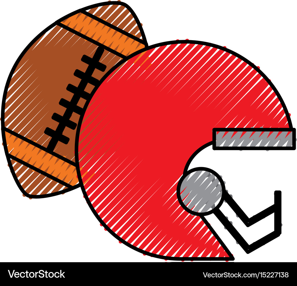 Scribble football helmet and ball Royalty Free Vector Image