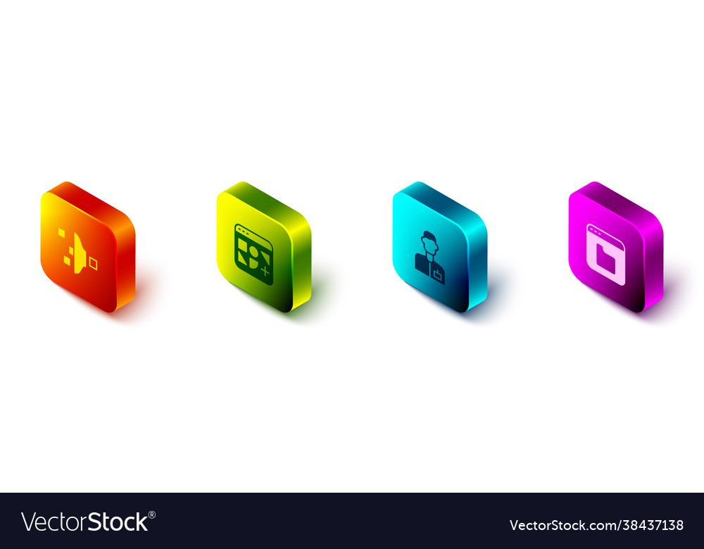 Set isometric filter setting different files Vector Image