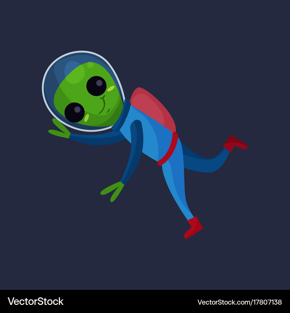 Smiling alien with big eyes wearing blue space Vector Image