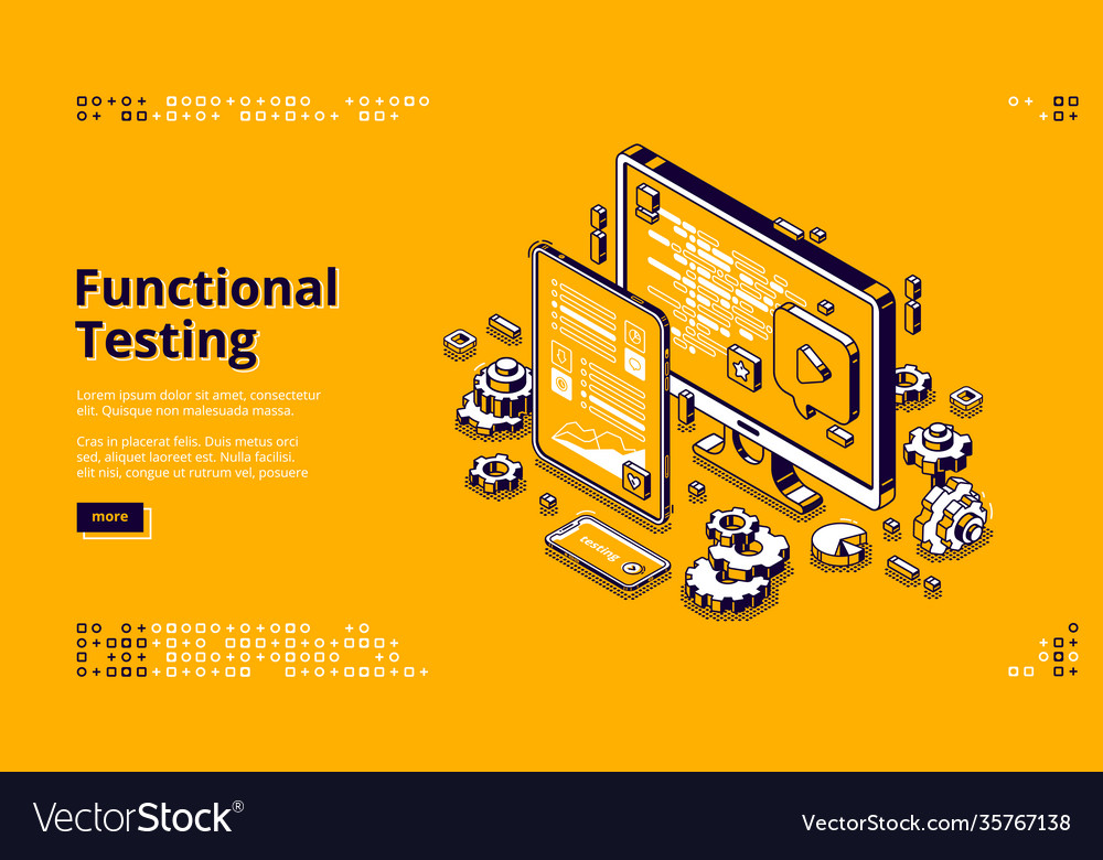 Software testing isometric banner functional test Vector Image