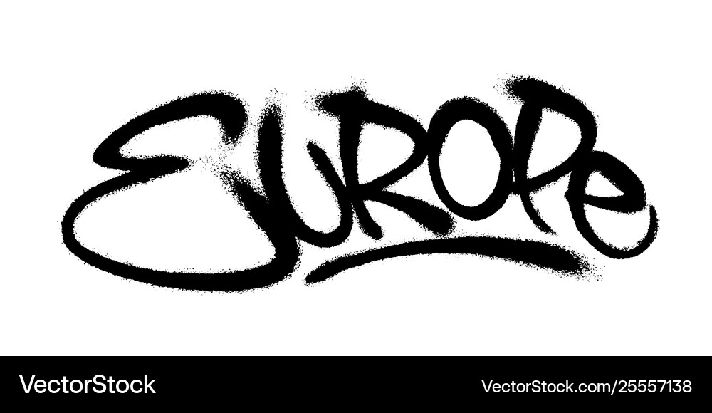 Sprayed europe font graffiti with overspray in Vector Image