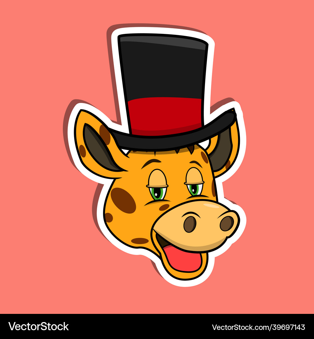 Animal face sticker with giraffe wearing circus Vector Image