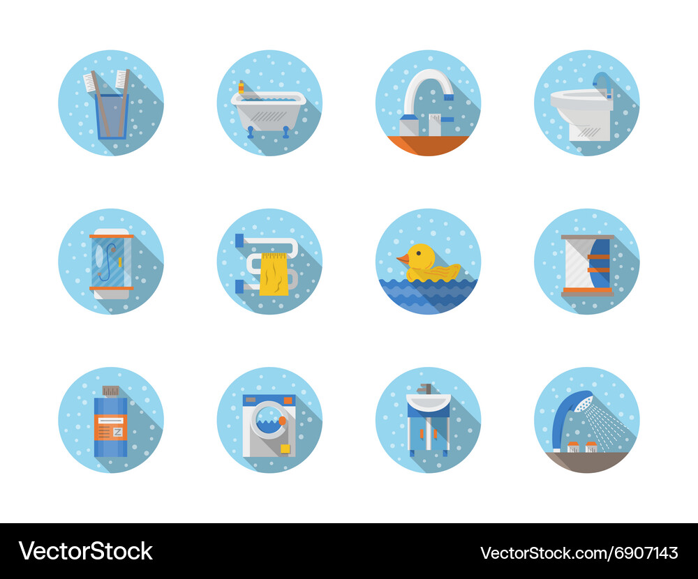 Bathroom and hygiene round flat icons Royalty Free Vector