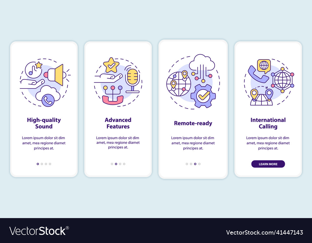 Benefits Of Voip Onboarding Mobile App Screen Vector Image