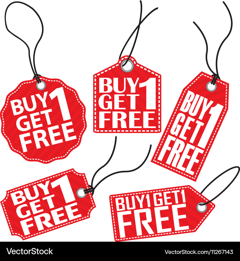Buy 1 get free red tag set Royalty Free Vector Image