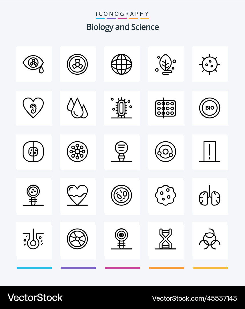 Creative biology 25 outline icon pack such as ear Vector Image