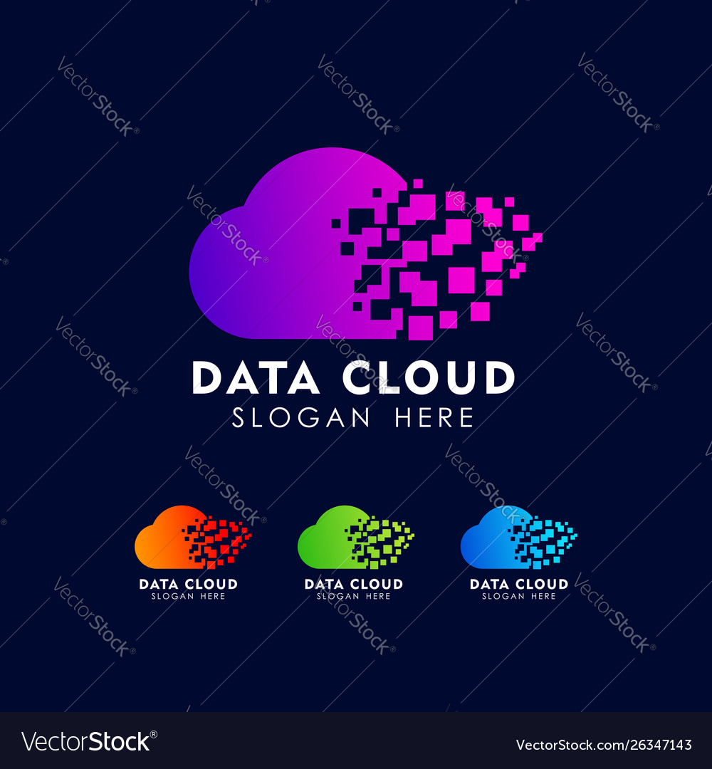 Data cloud logo design template pixel cloud logo Vector Image