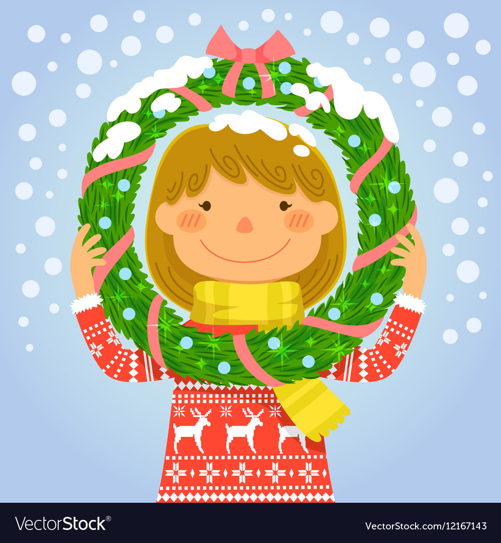 Girl with wreath Royalty Free Vector Image - VectorStock