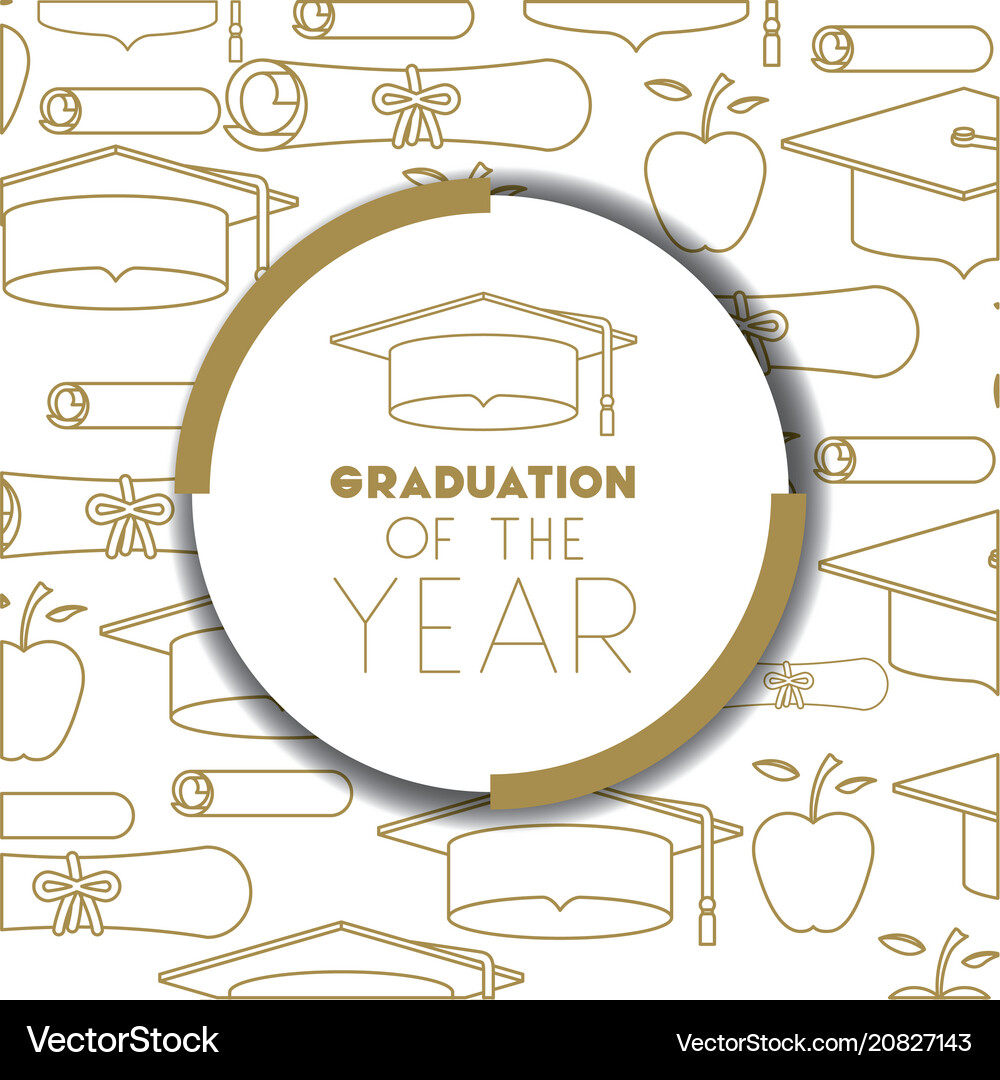 Graduating lettering card with hat graduation Vector Image