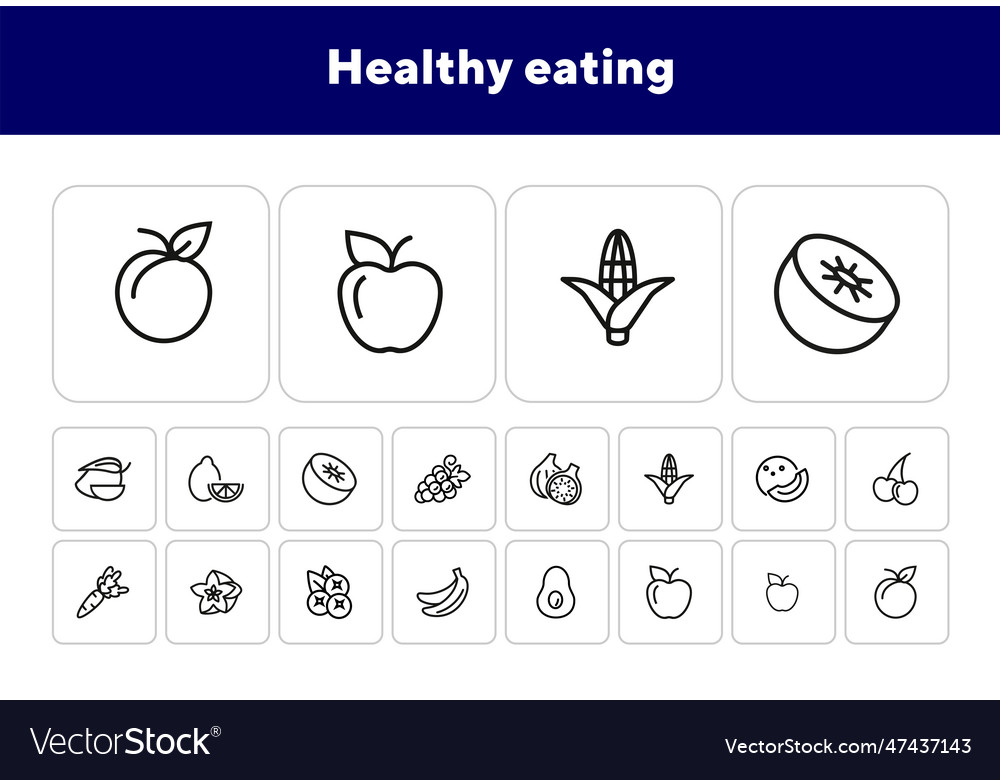 Healthy eating line icon set Royalty Free Vector Image