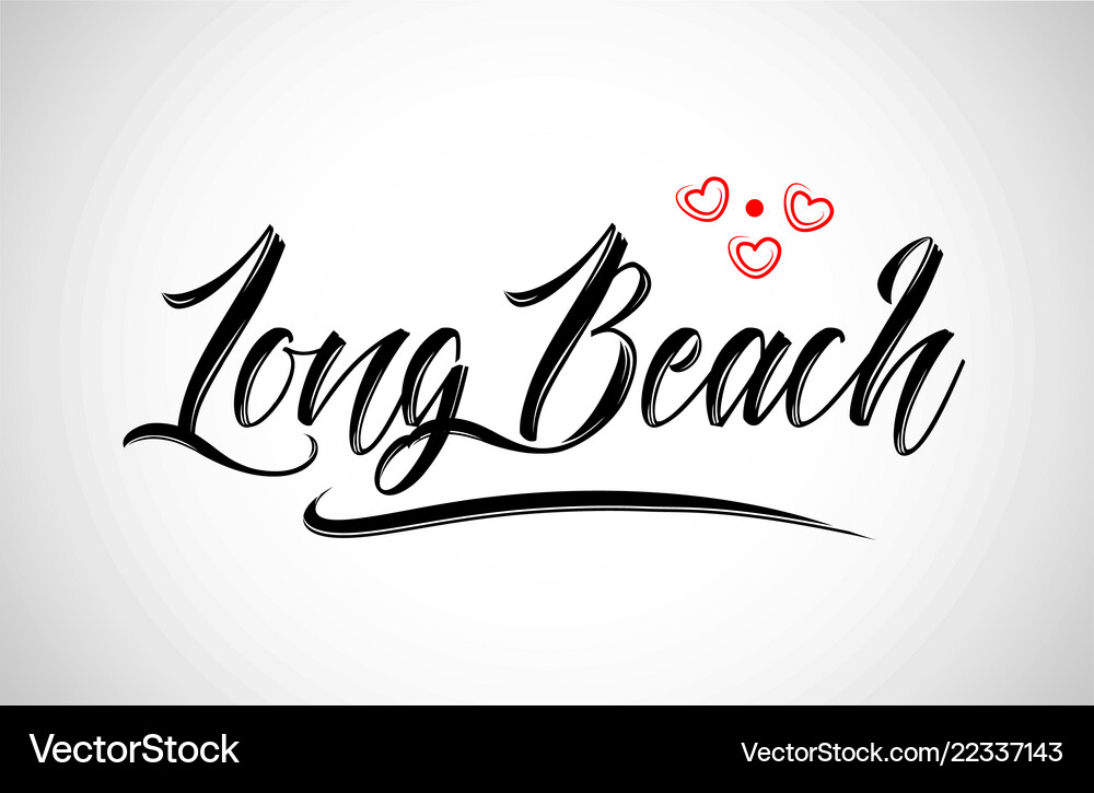 Long beach city design typography with red heart Vector Image