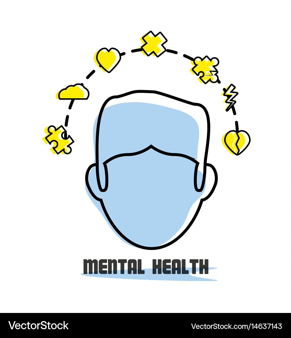 Man with healthy mentality icons around Royalty Free Vector