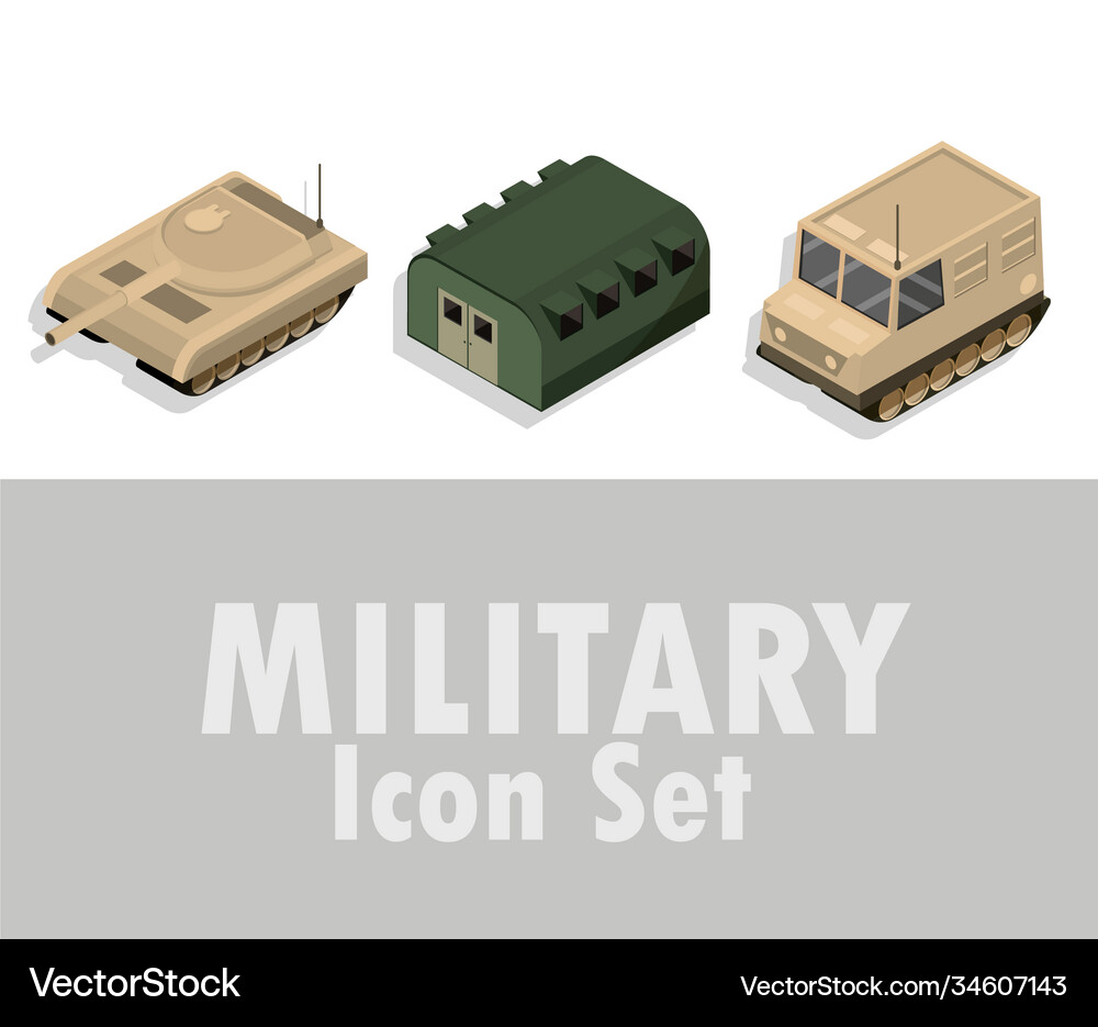 Military icon set with different armored tanks war