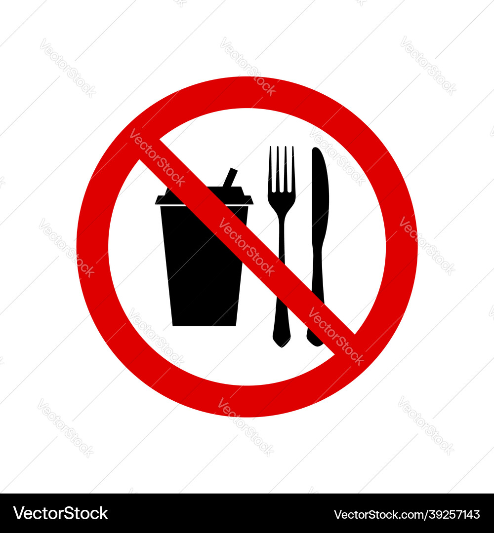 No food allowed prohibition sign symbol Royalty Free Vector