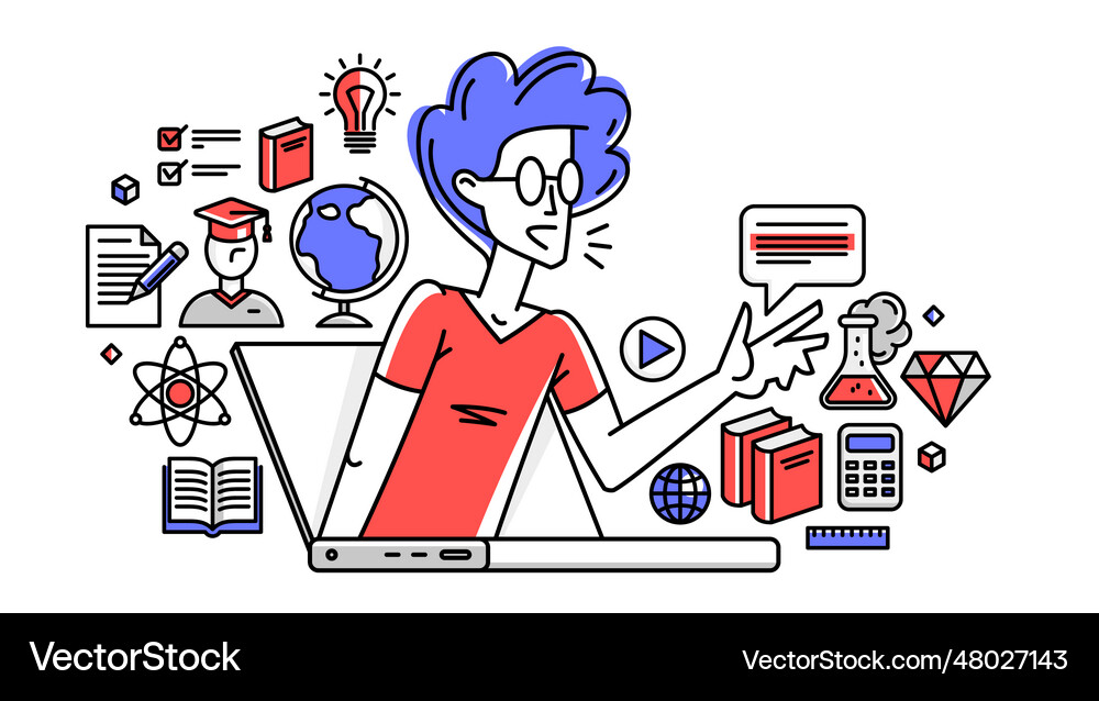 Online education in university or collage student Vector Image