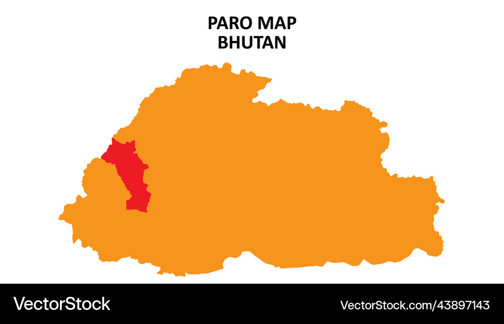 Paro state and regions map highlighted on bhutan Vector Image