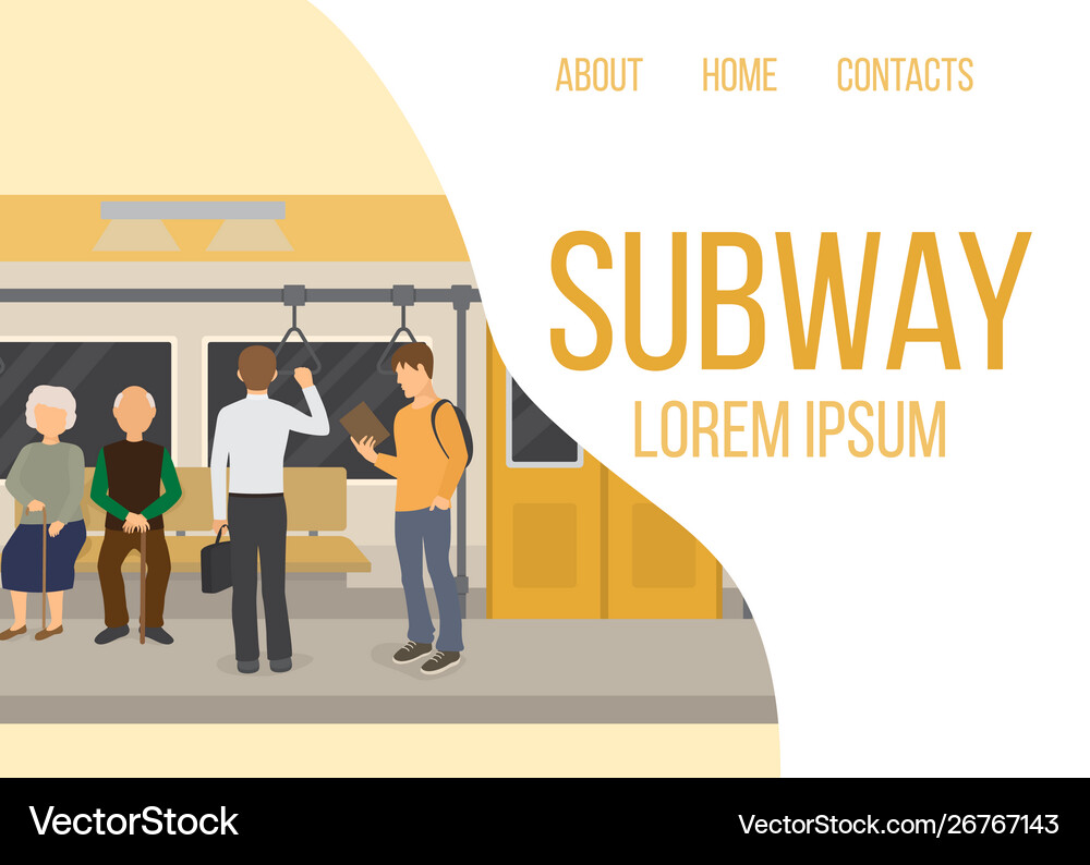 Subway inside with people old couple and man Vector Image