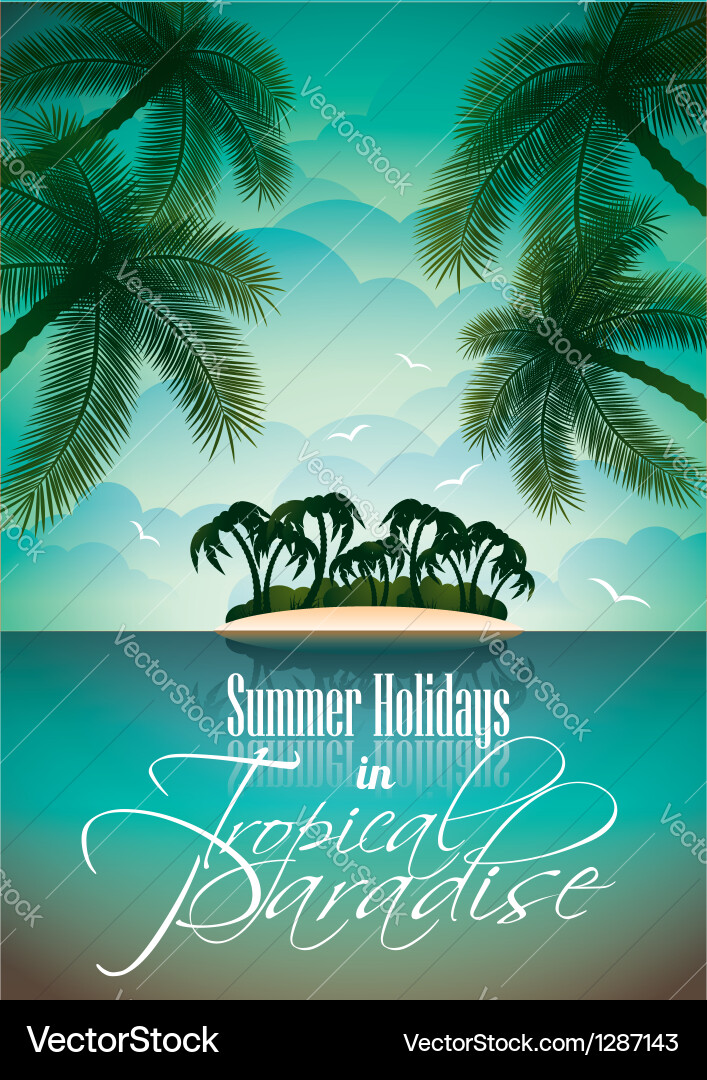 Summer holiday flyer design with palm trees Vector Image