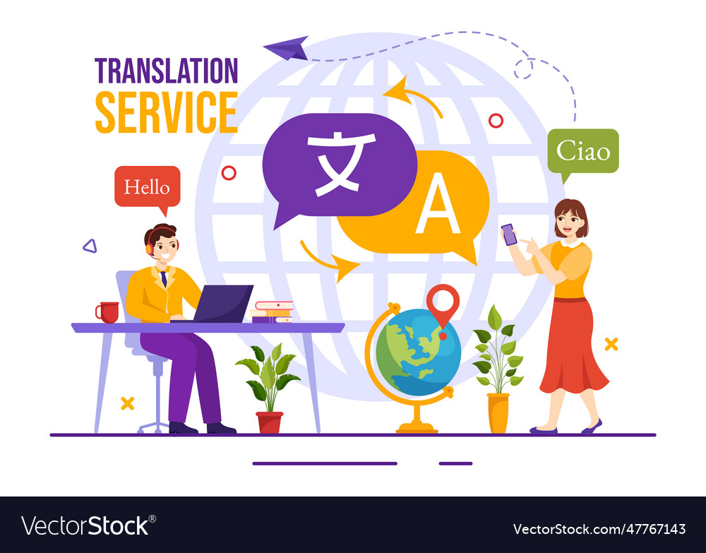 Translator service with language translation Vector Image
