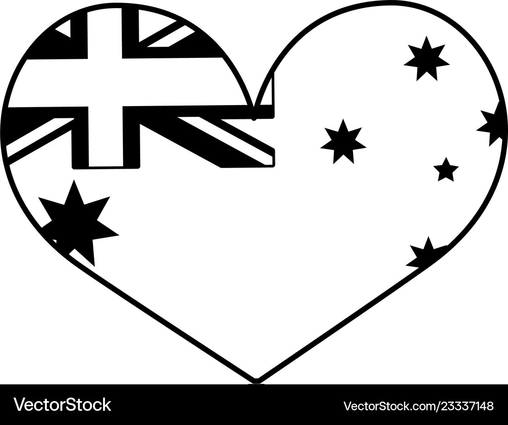 Australia flag shaped heart on white background Vector Image