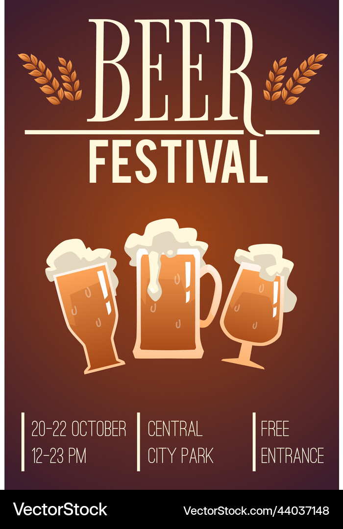 Bier Festival Poster Vorlage flach Lizenzfreies Vektorbild