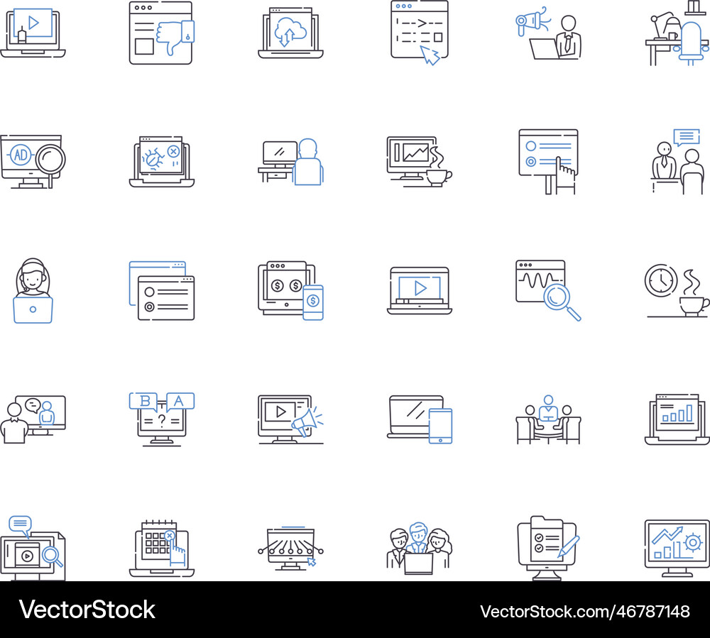 Building connections line icons collection Vector Image