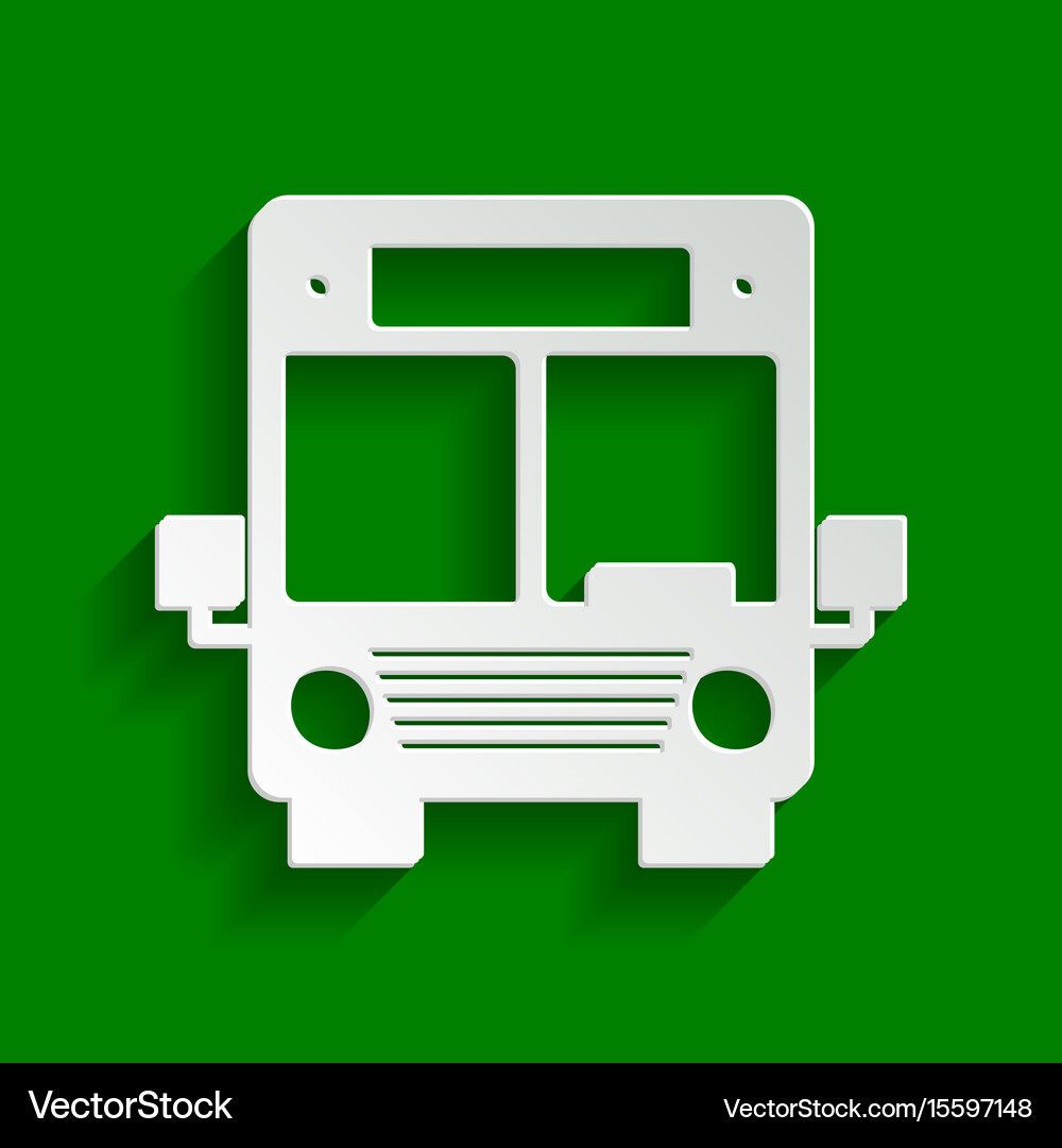 Bus sign paper whitish icon Royalty Free Vector Image