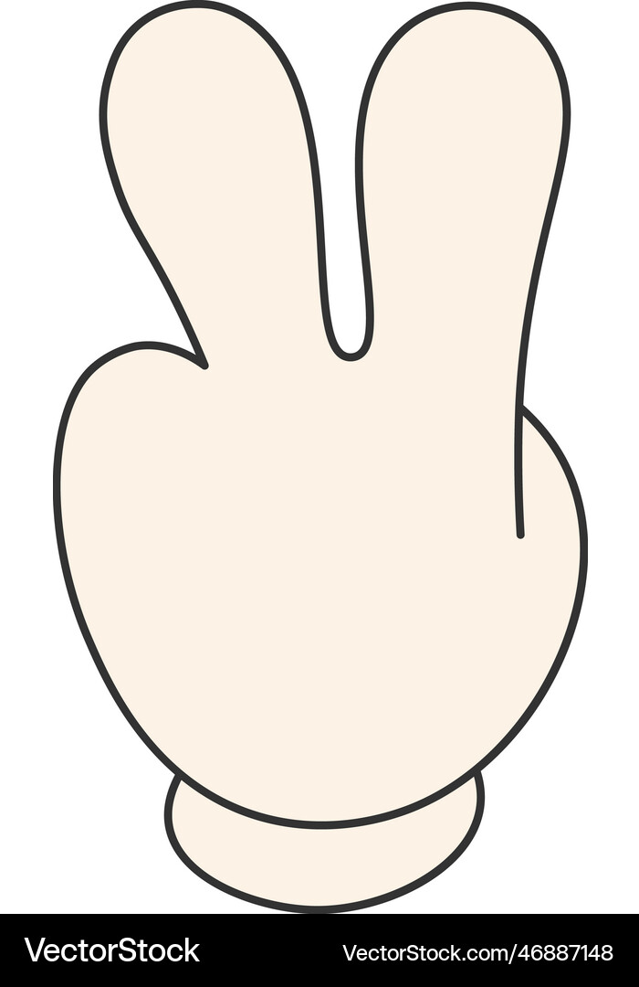 Cartoon hand victory sign Royalty Free Vector Image