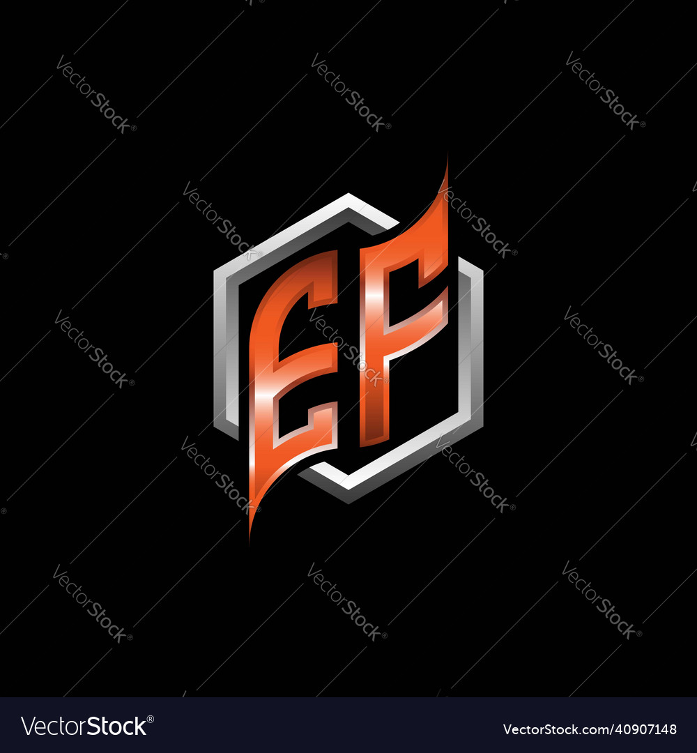 Ef monogram geometric orange with hexagonal Vector Image