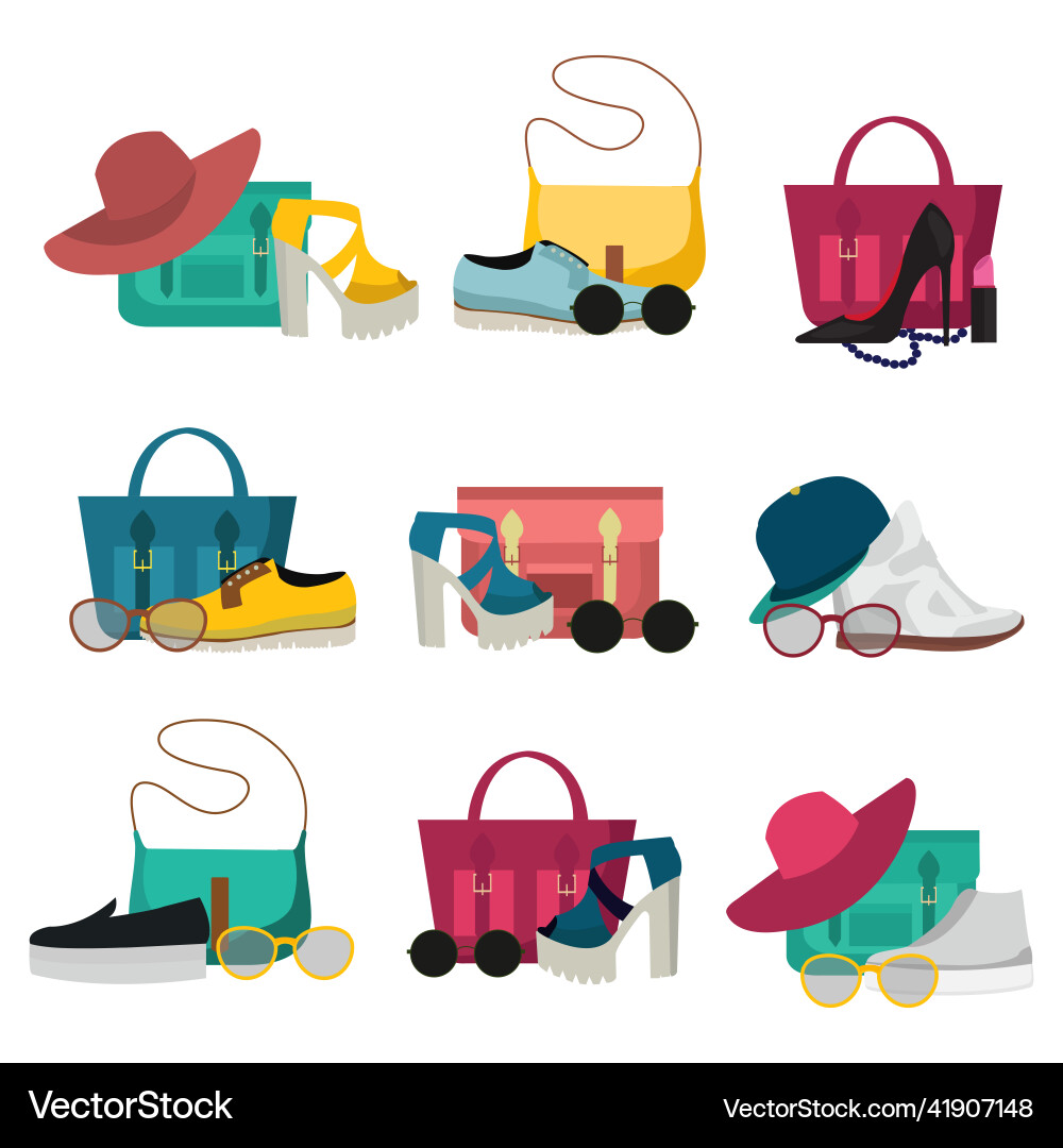 Fashion accessories icon set Royalty Free Vector Image