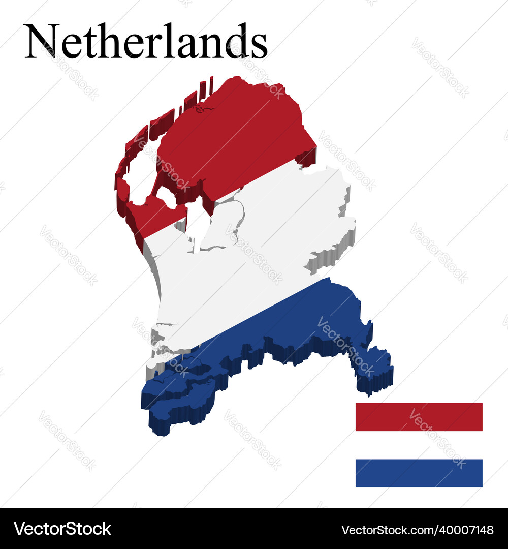 Flag of netherlands on map white background Vector Image