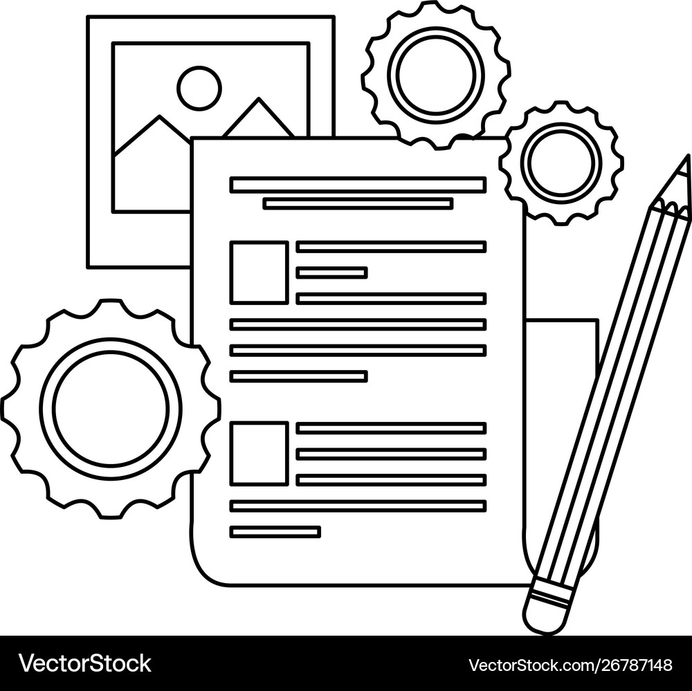 Gear machine settings with document file Vector Image