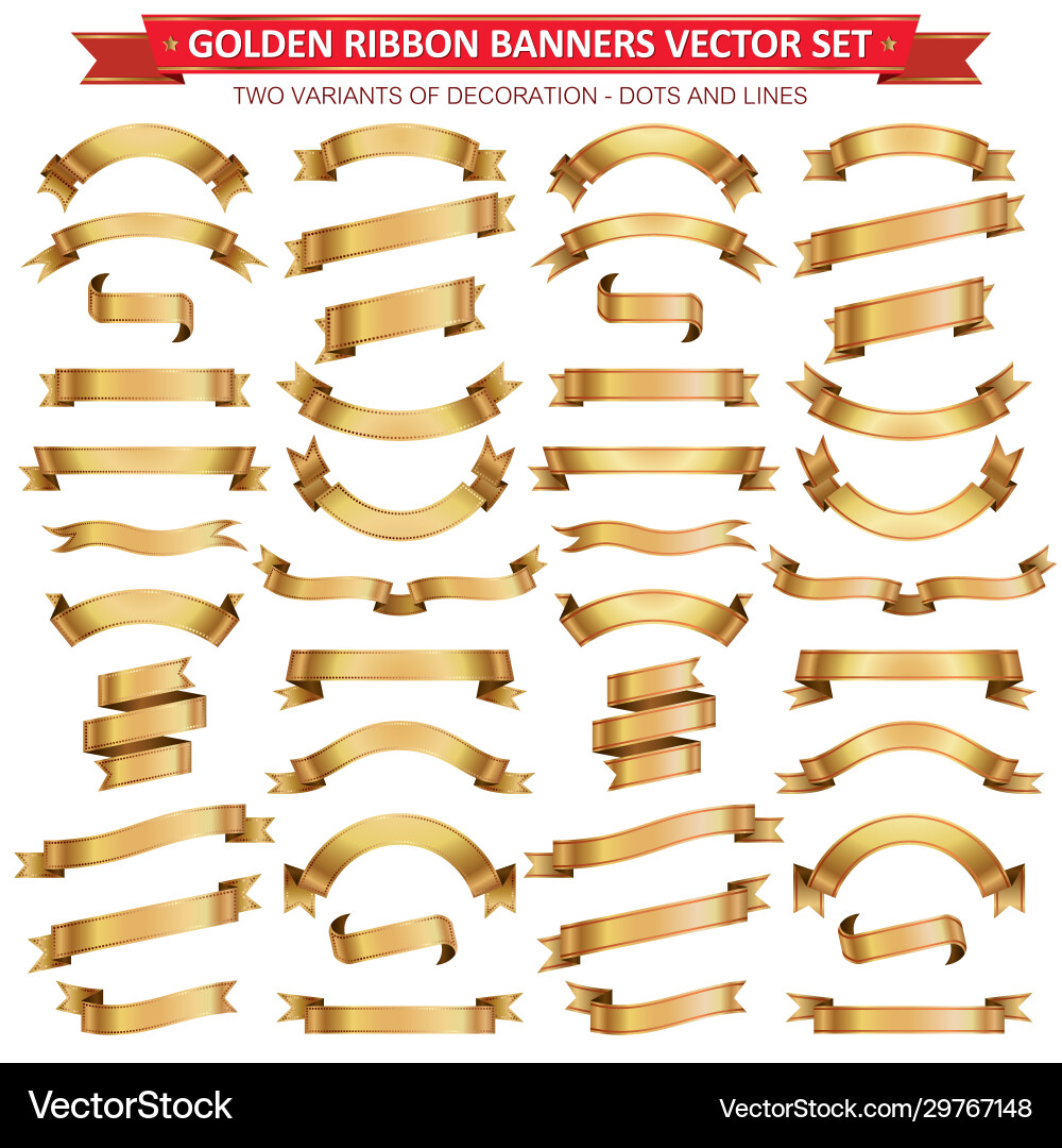 Golden ribbon banners collection Royalty Free Vector Image
