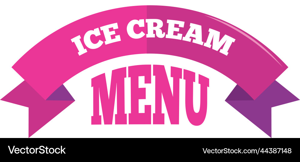 Ice cream menu logo decorative ribbon label Vector Image
