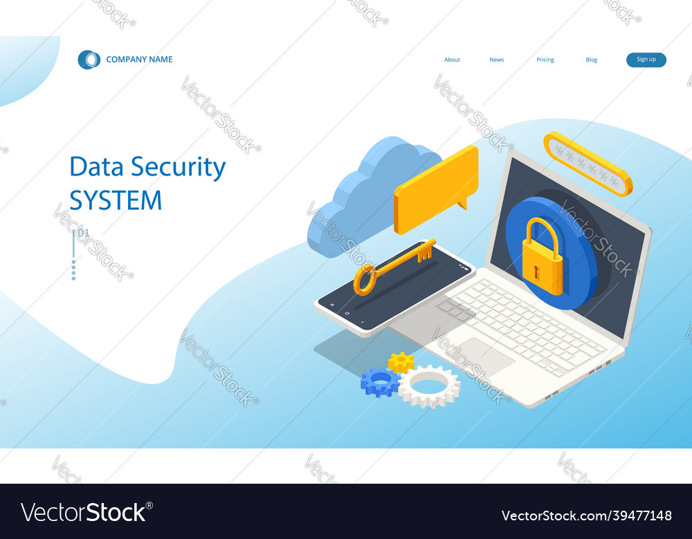 Isometric personal data protection web banner Vector Image Isometric personal data protection web banner Vector Image