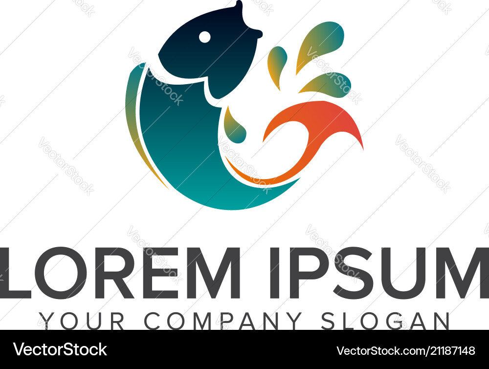 Jump fish logo animal design concept template Vector Image