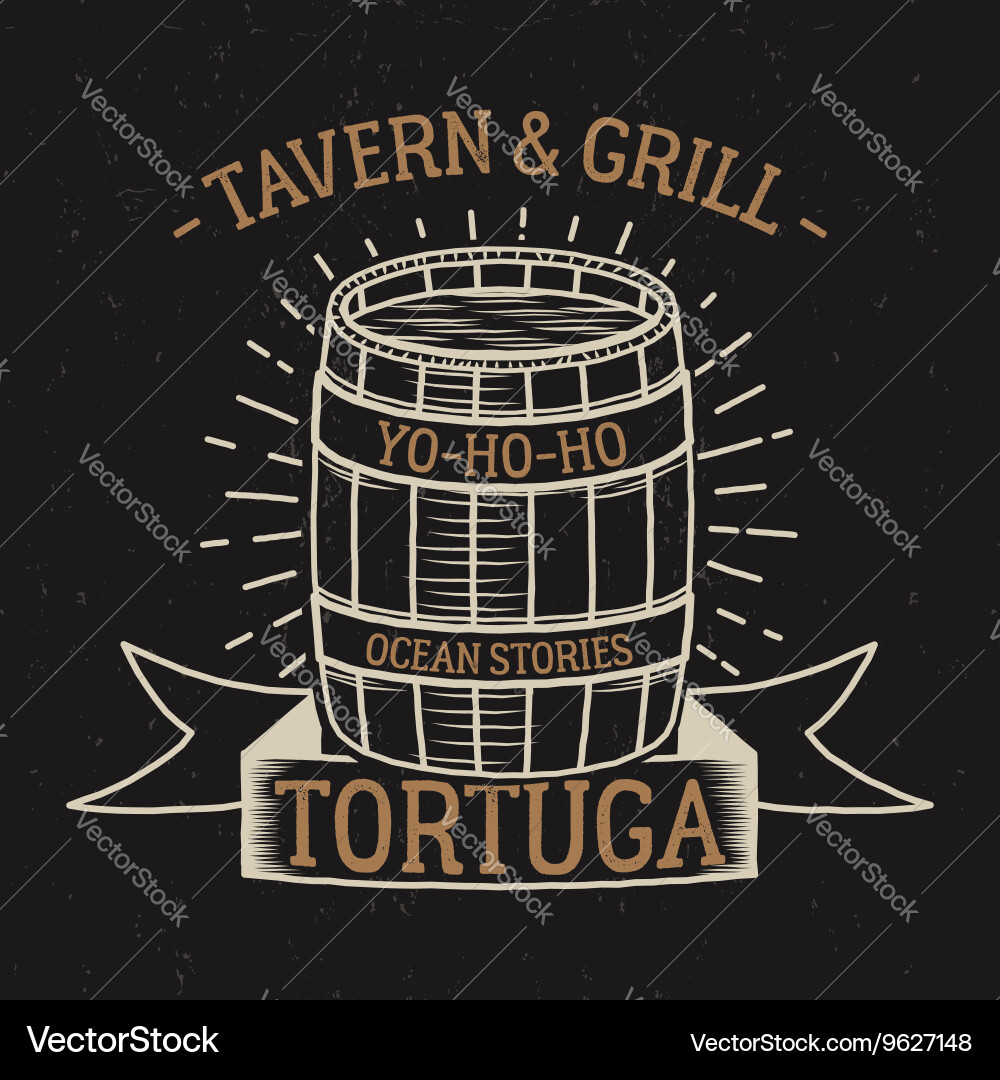 Retro rum barrel label or tee design vintage rum Vector Image