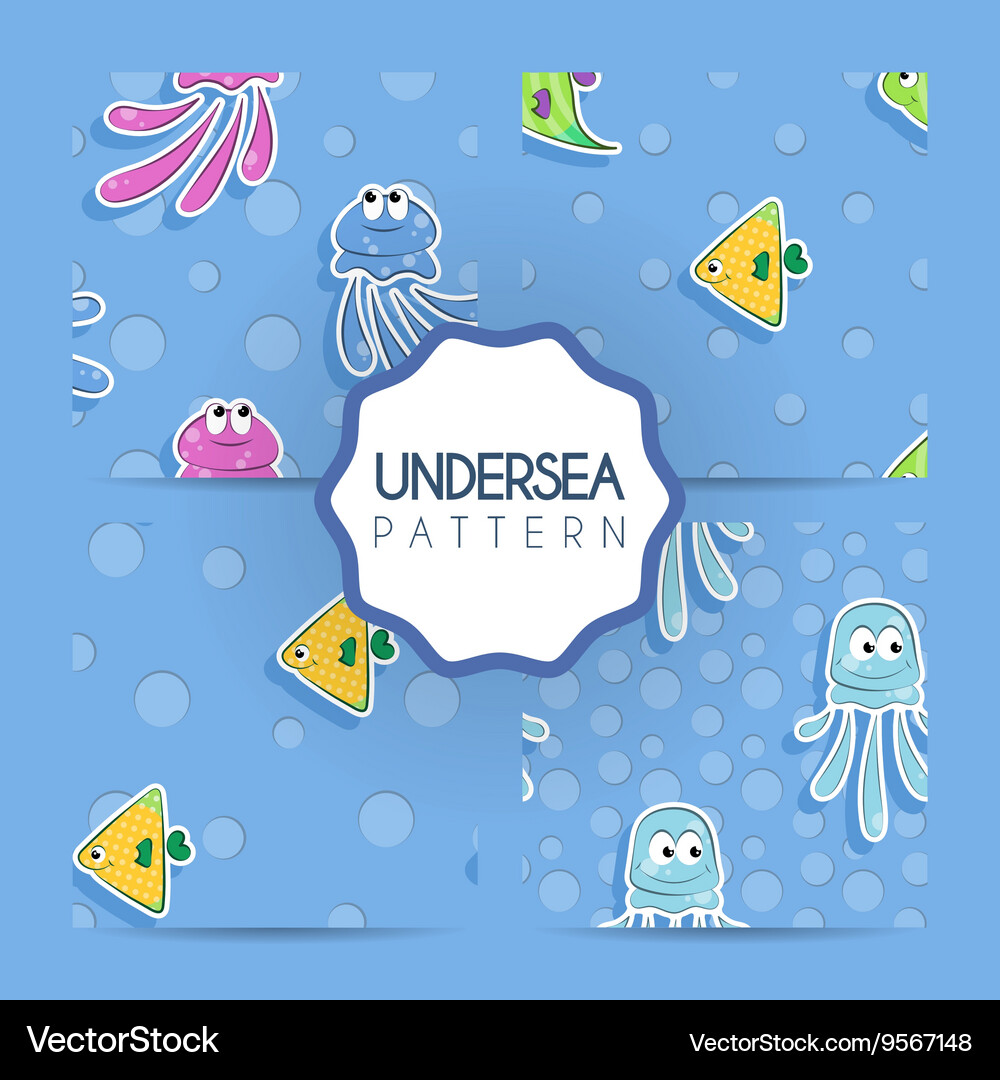 Set of seamless patterns sea with yellow Vector Image