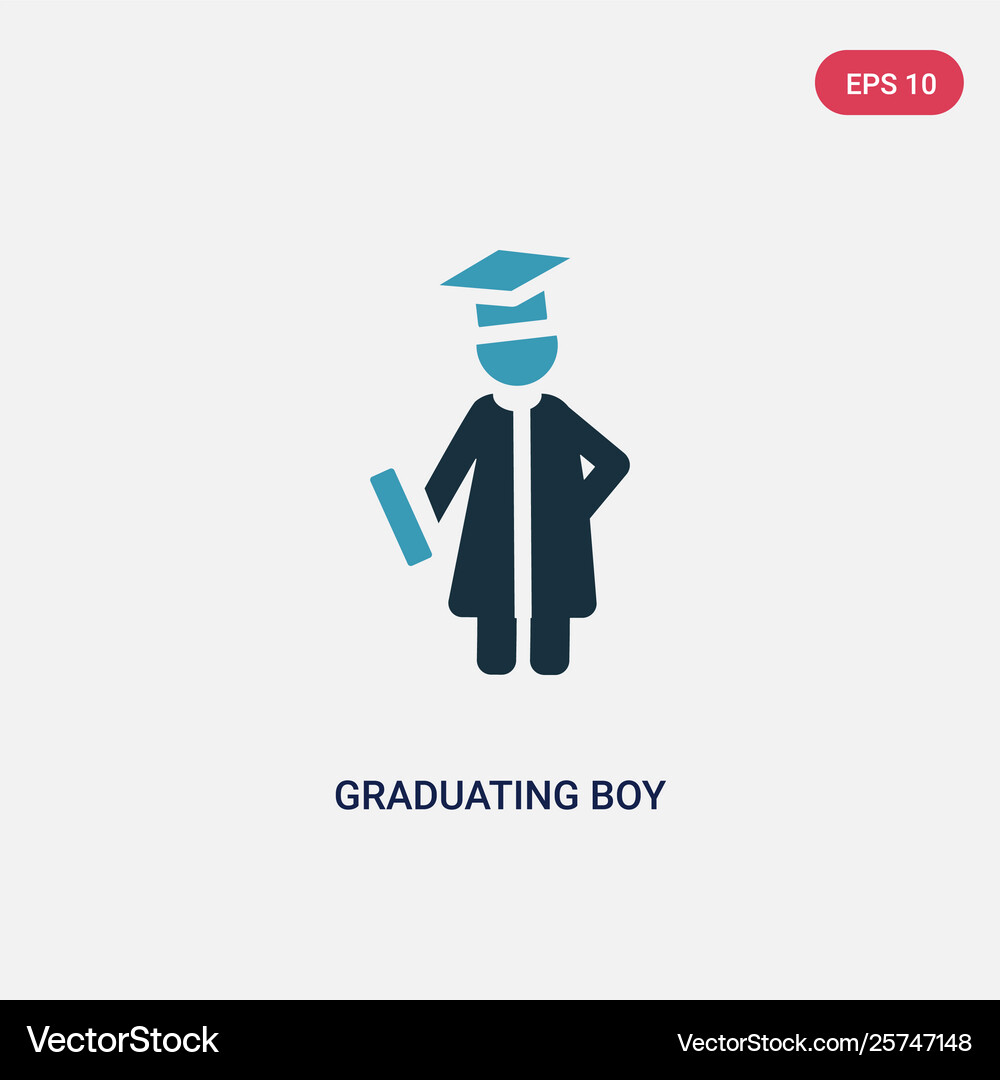 Two color graduating boy icon from people concept Vector Image