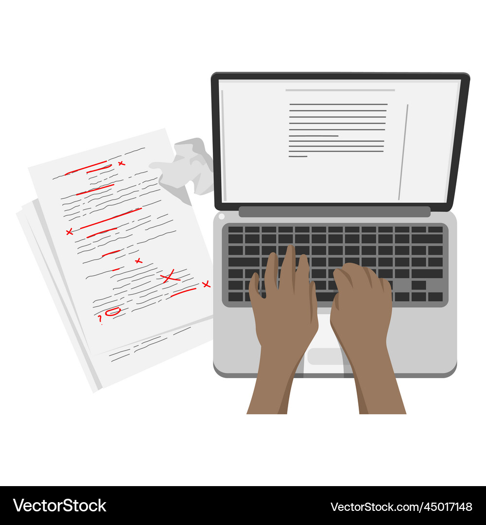 Woman hand using keyboard of laptop computer Vector Image