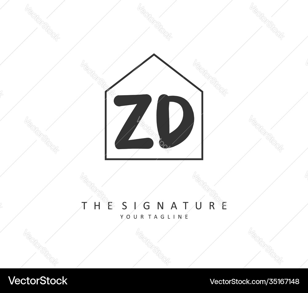Zd initial letter handwriting and signature logo Vector Image