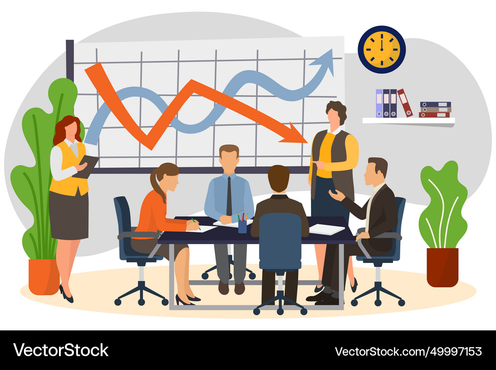 Business meeting with team Royalty Free Vector Image