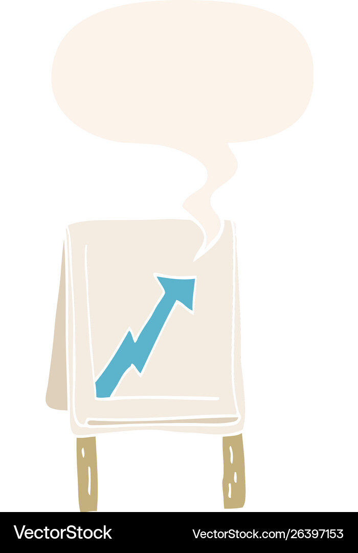 Cartoon business chart and arrow speech Royalty Free Vector