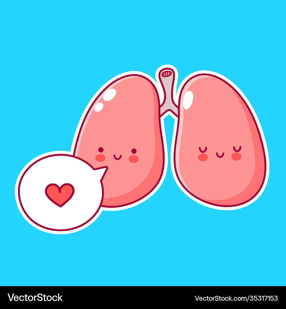 Cute funny human lungs organ character Royalty Free Vector