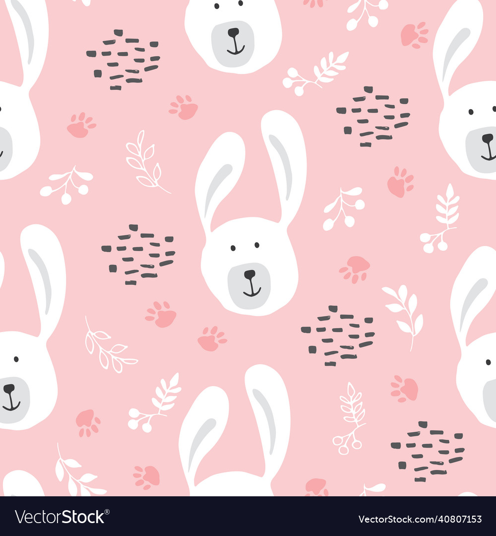 Cute rabbit seamless pattern cartoon animals Vector Image