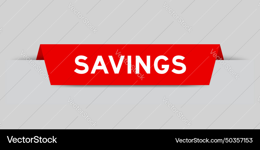 Red color inserted label with word savings Vector Image